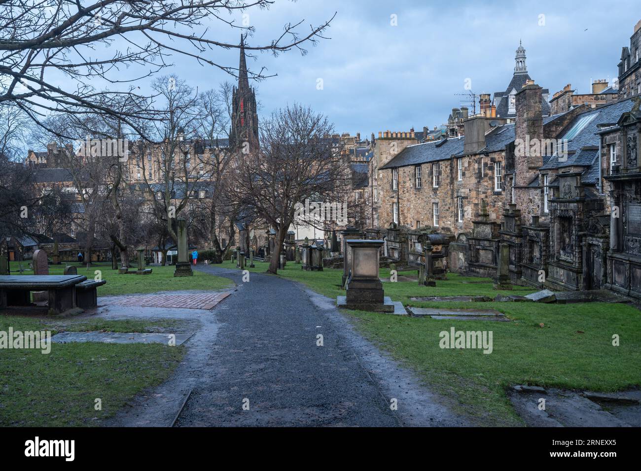 The scenic Greyfriars Kirkyard surrounding Greyfriars Kirk, Edinburgh ...