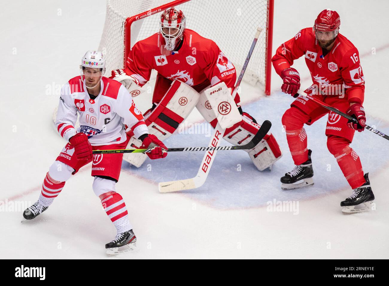 Trinec, Czech Republic. 01st Sep, 2023. From left Roman Cervenka of SC ...