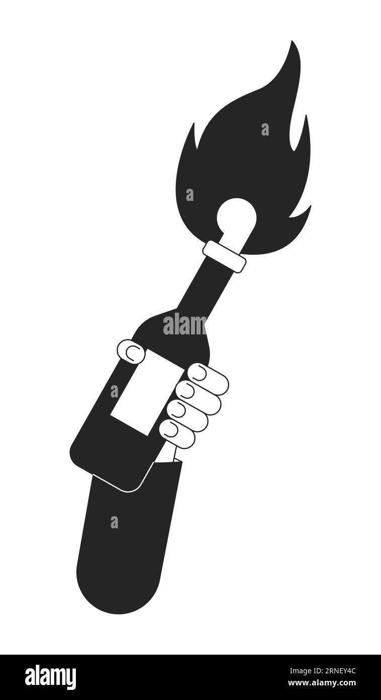 Molotov cocktail flat monochrome isolated vector hand Stock Vector ...