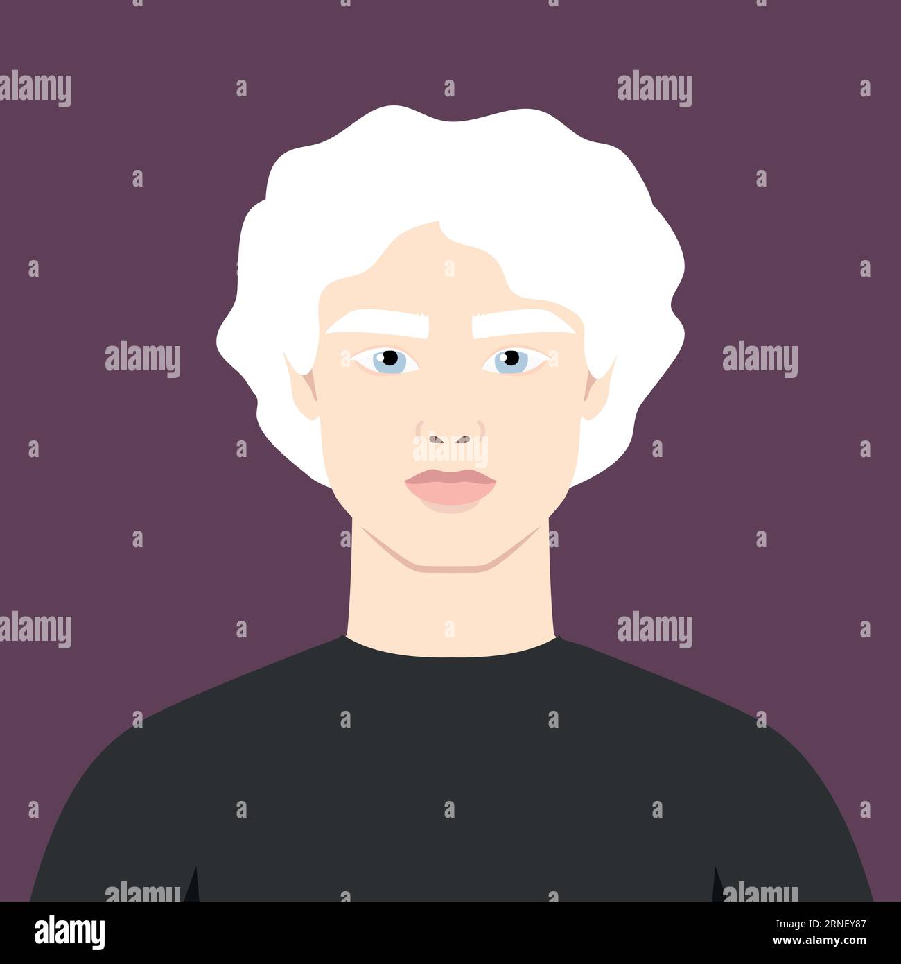 Albino man with curled hair portrait. Avatar of a young man with ...