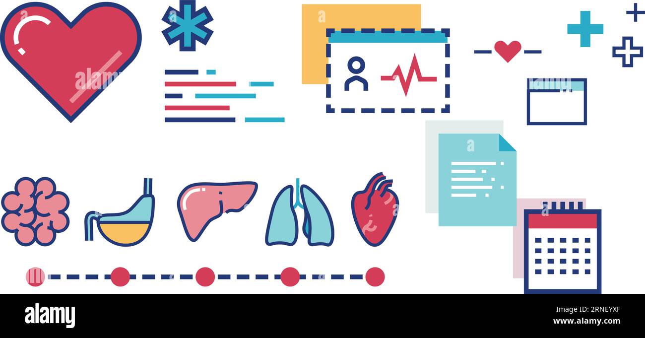 Health concept. Medical services and human anatomy icons Stock Vector ...