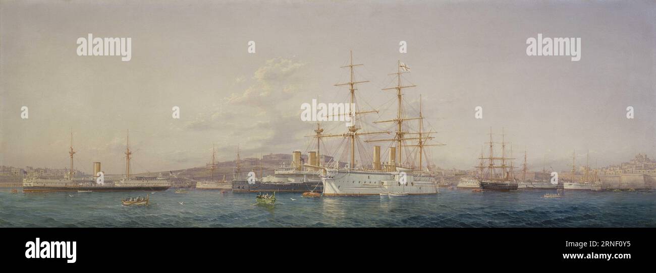 HMS 'Alexandra' at Malta 1888 by Giancinto Gianni Stock Photo - Alamy