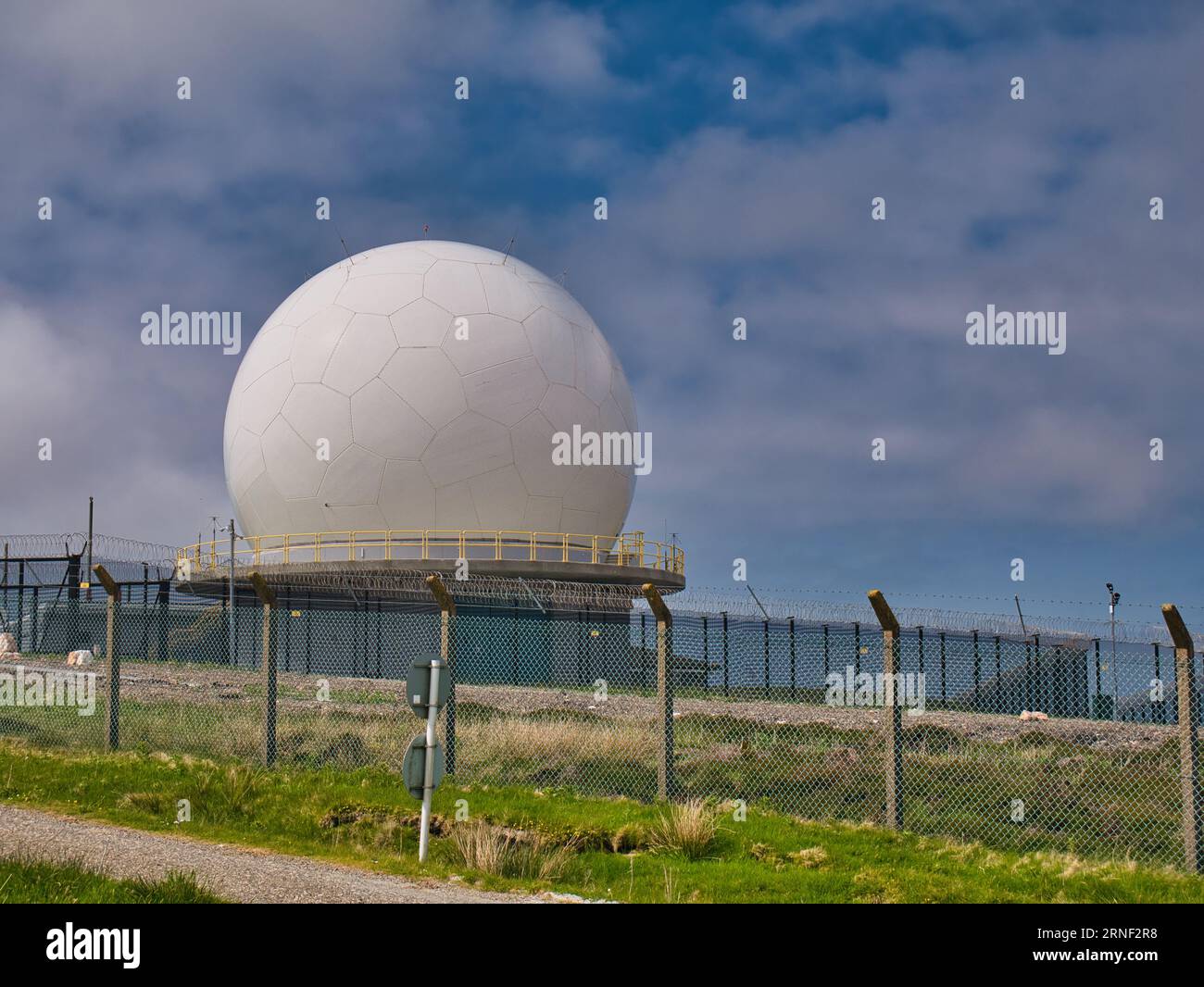 The white radar dome at Remote Radar Head (RRH) Benbecula in the Outer ...