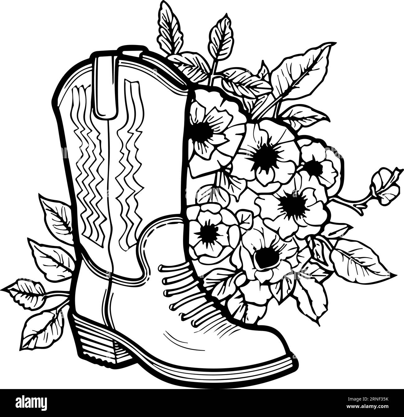 Cowgirl Boots Clip Art Coloring Page