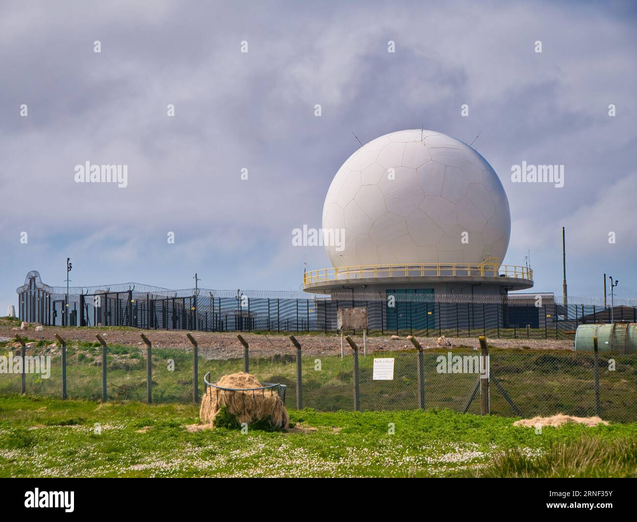 The white radar dome at Remote Radar Head (RRH) Benbecula in the Outer ...
