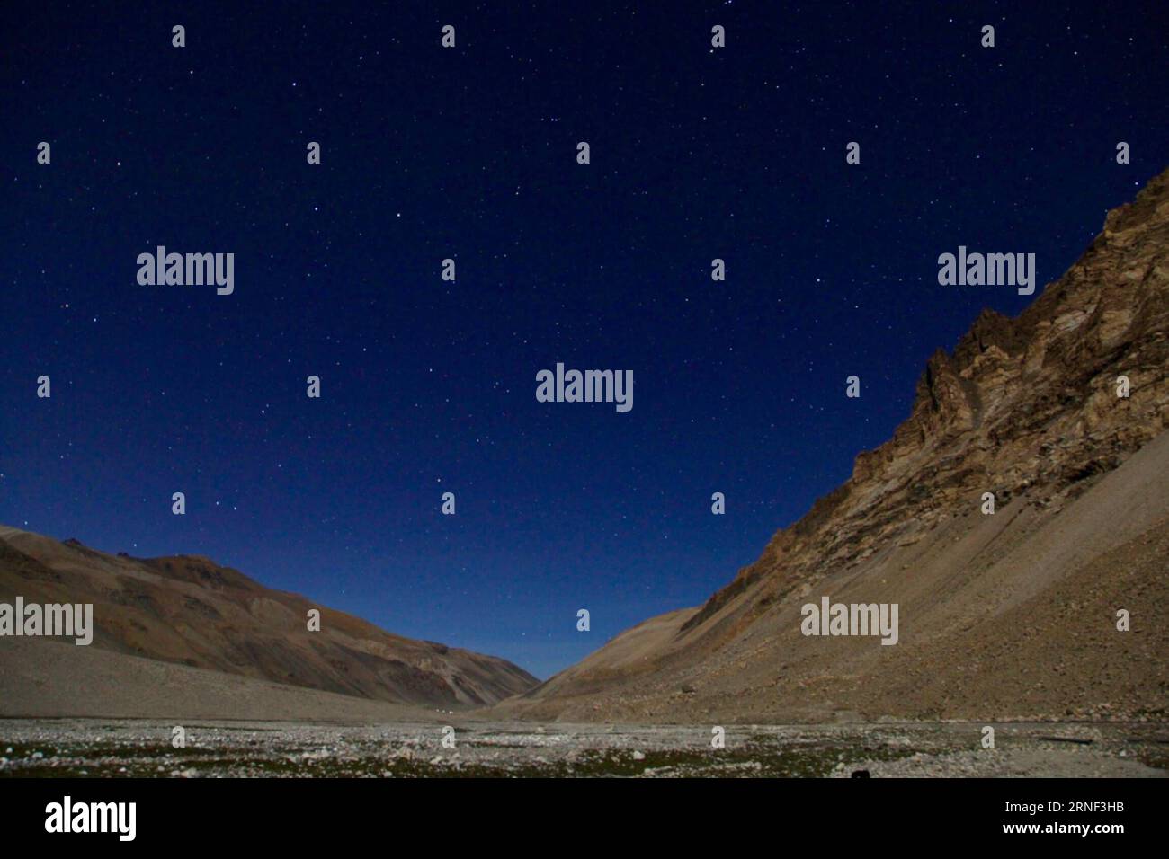 (160716) -- TINGRI, July 16, 2016 -- The night sky is seen at the base ...