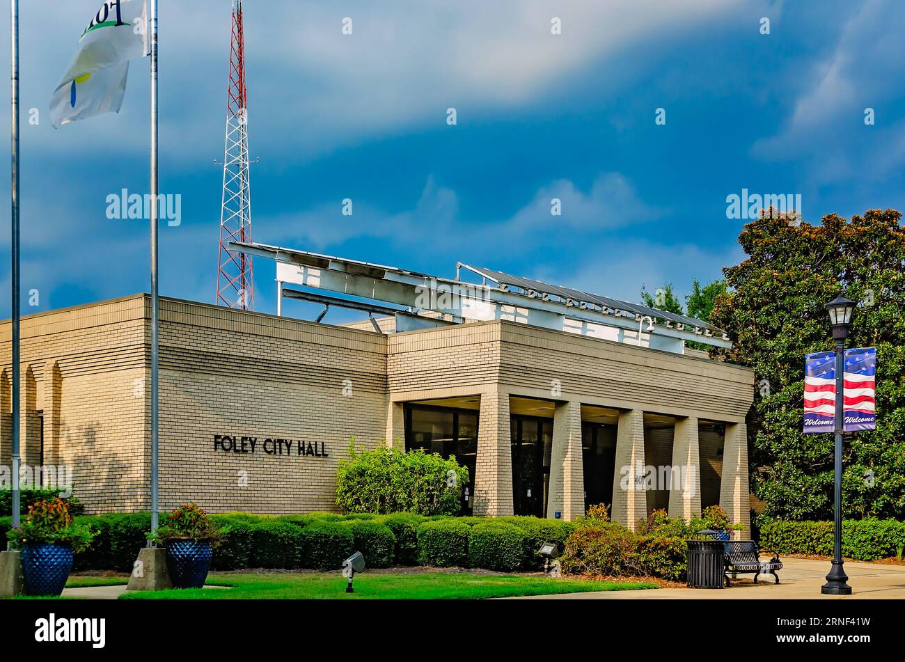 Solar panels are installed on the roof of Foley City Hall, Aug. 19 ...