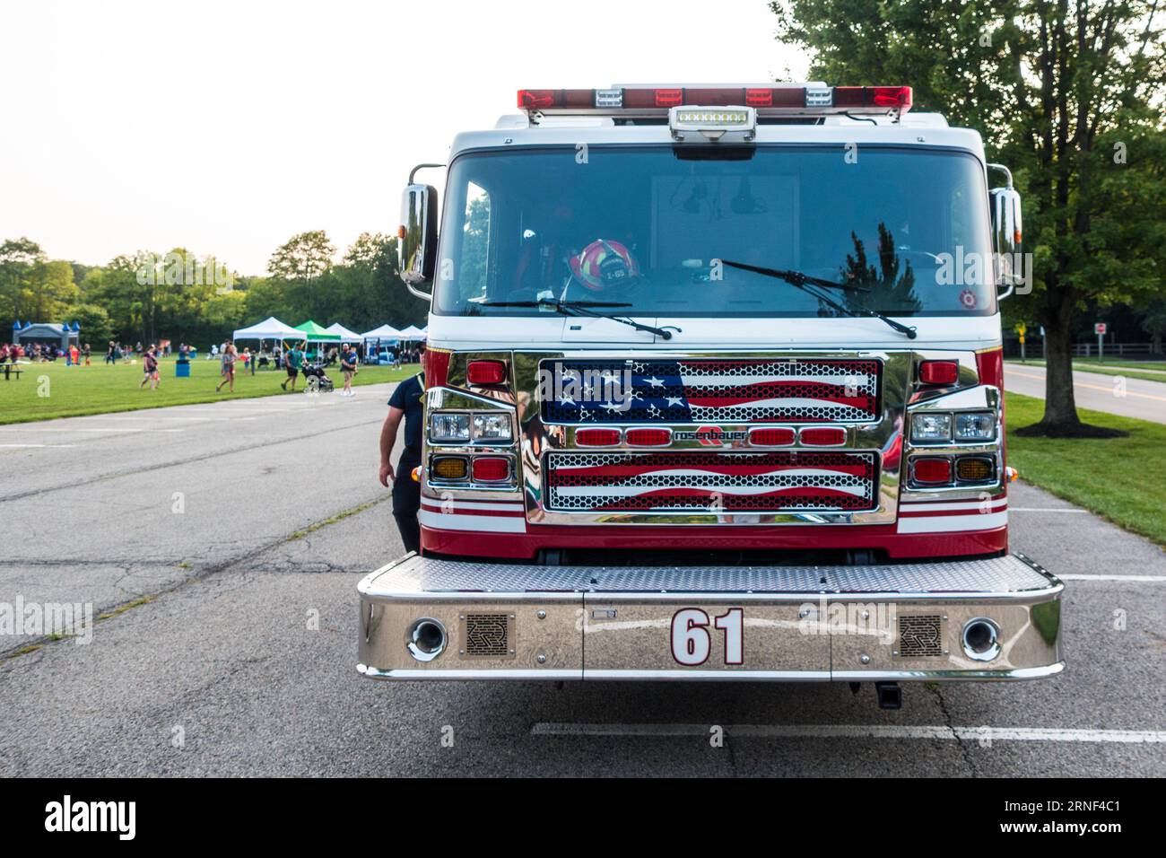 Fire truck front view Stock Photo - Alamy