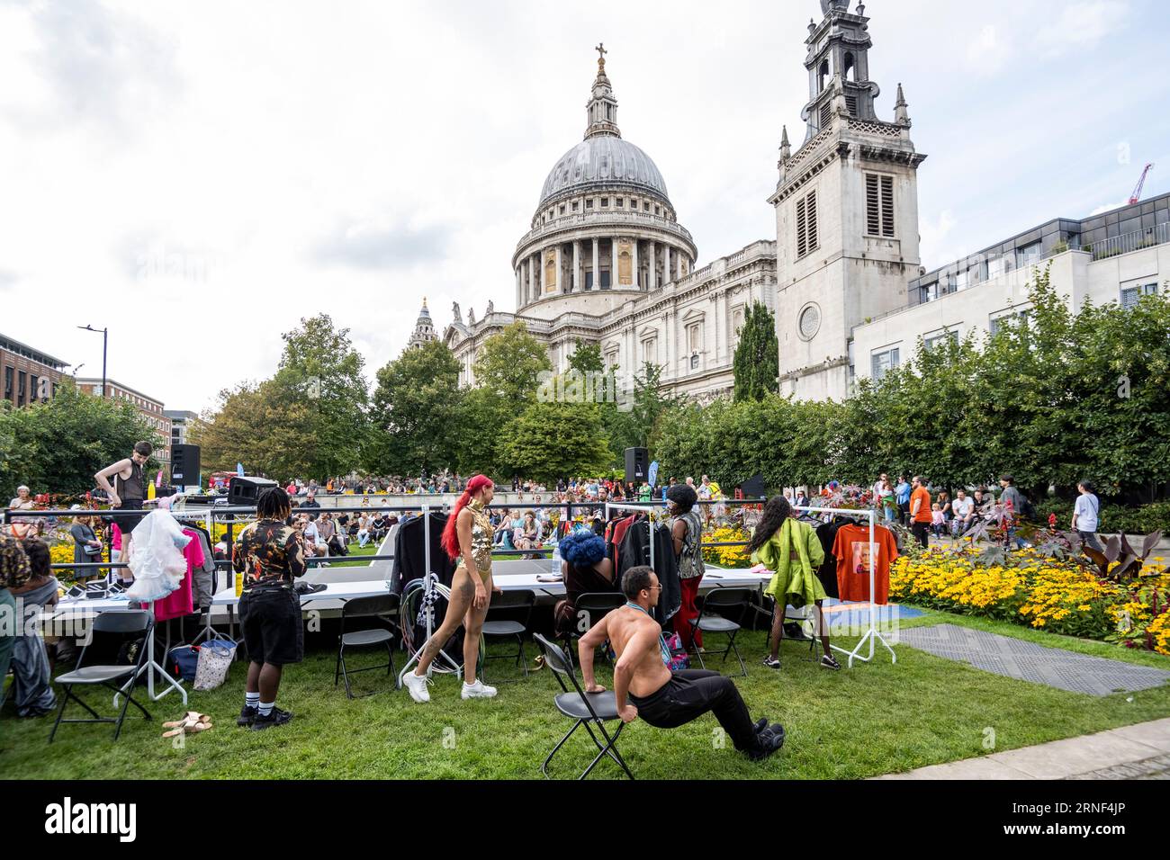 London, UK. 1 September 2023. Models 'backstage' (visible to audience ...