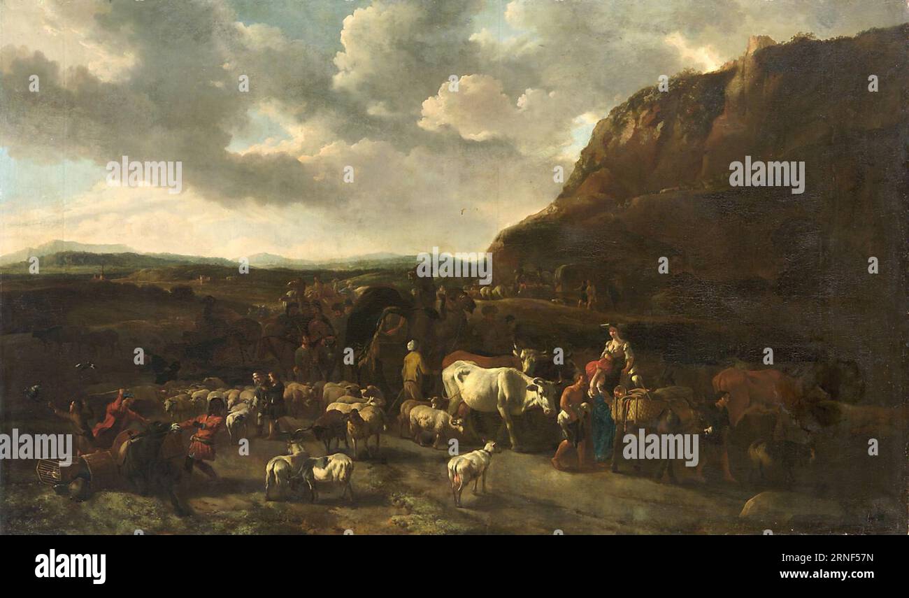 Landscape with Jacob and his family on the way to Canaan (Genesis 31:17 ...
