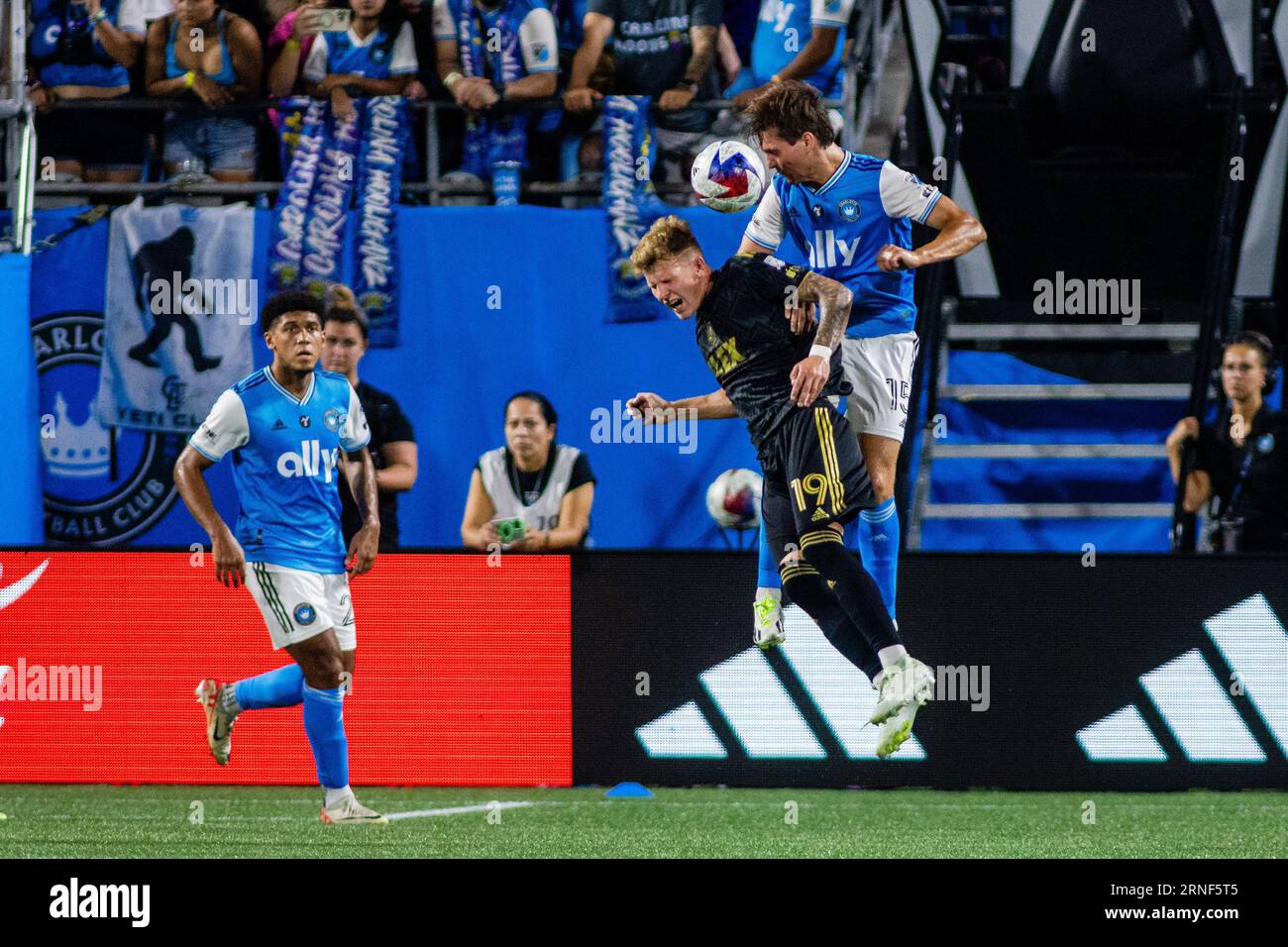 August 26, 2023: Los Angeles FC midfielder Mateusz Bogusz (19) defends ...