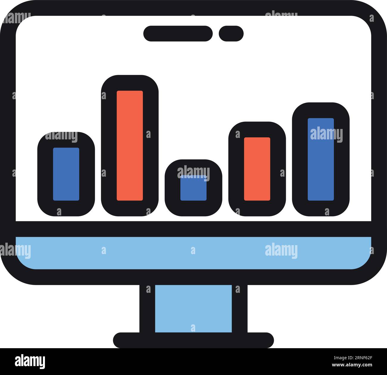 Computer display with color diagram icon. Statistics screen Stock Vector Image & Art - Alamy