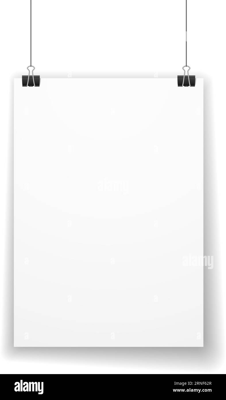 Hanging white billboard mockup. Blank realistic advertising banner ... Hanging white billboard mockup. Blank realistic advertising banner ...
