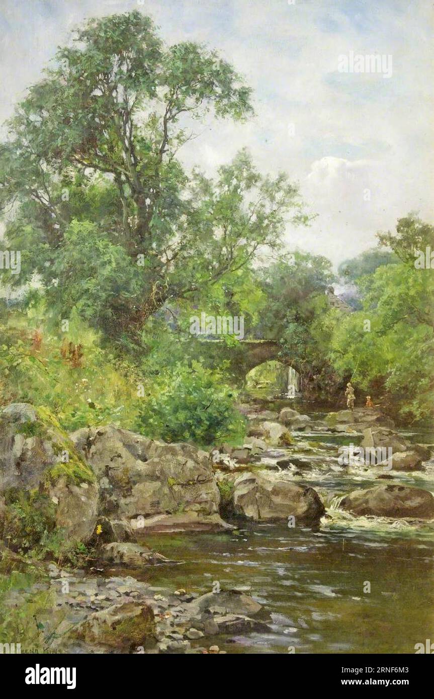 A Trout Stream near Chagford, Devon circa 1911 by Yeend King Stock ...