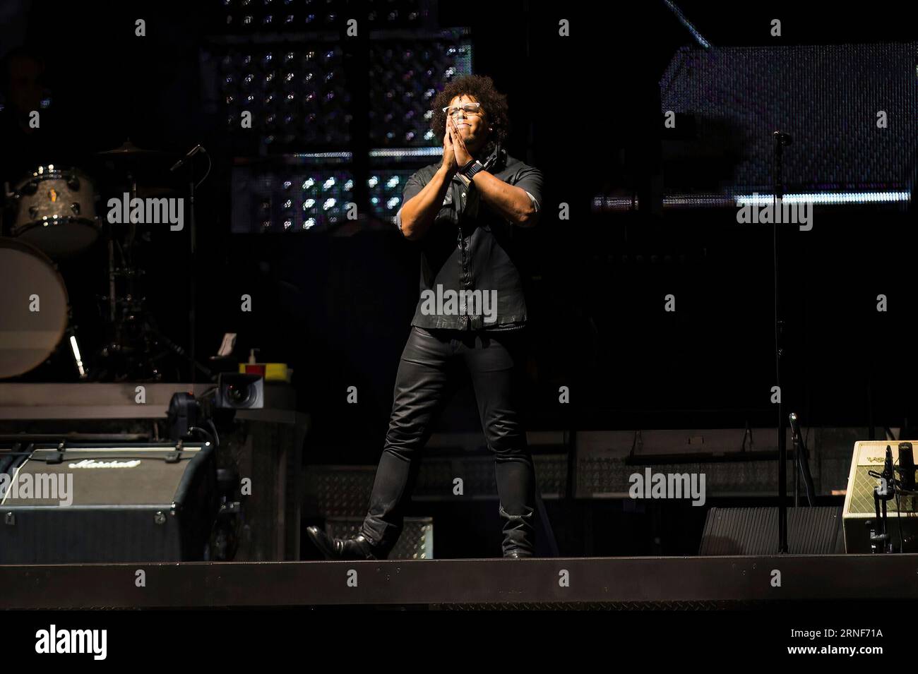 Jake Clemons of the The E Street Band is seen on stage on tour at ...