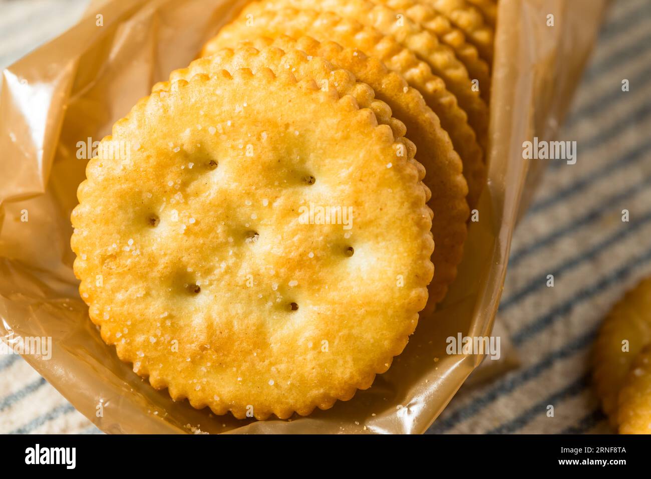 Round Brown Healthy Crackers with Sea Salt Stock Photo - Alamy