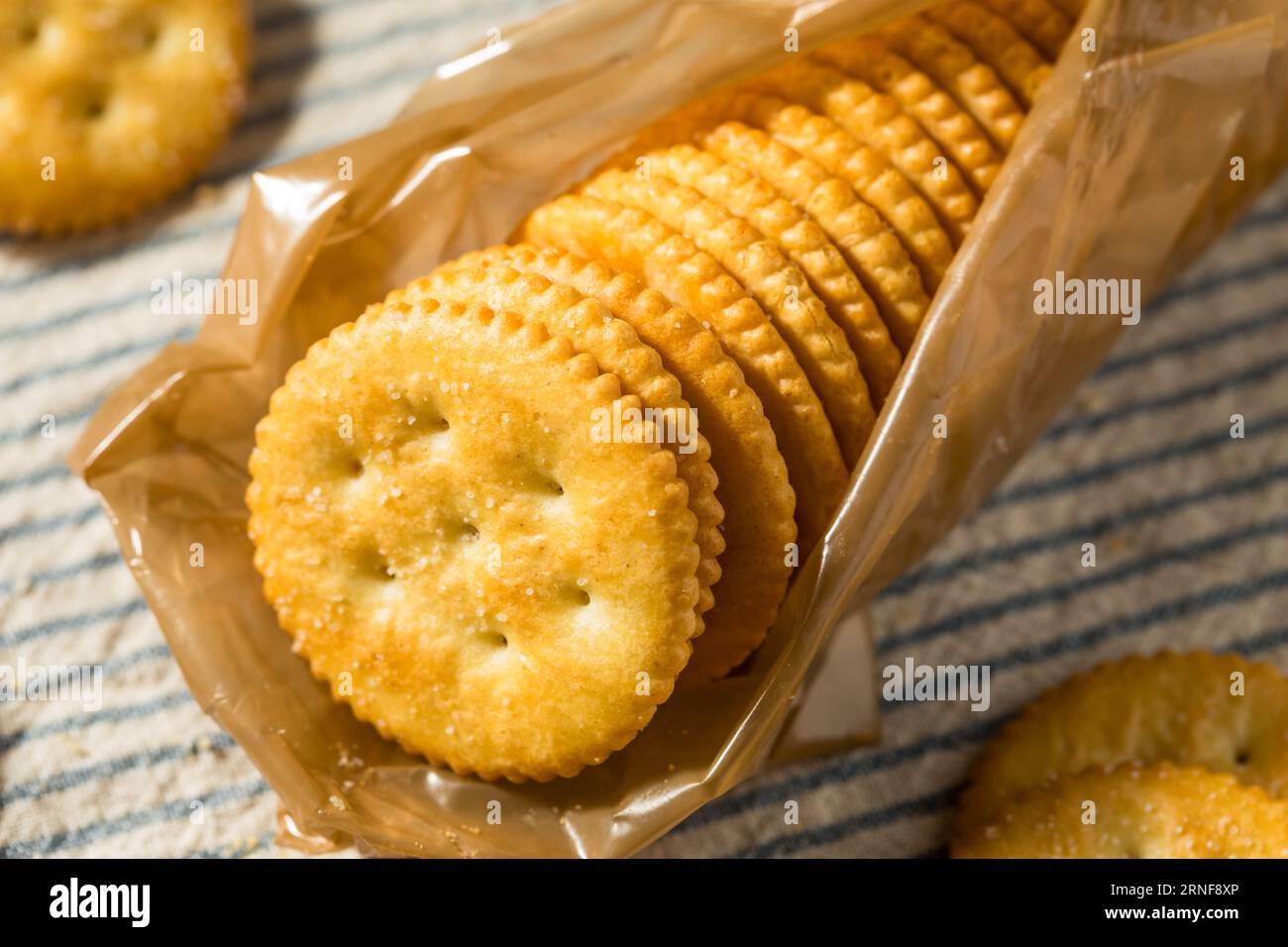 Round Brown Healthy Crackers with Sea Salt Stock Photo - Alamy