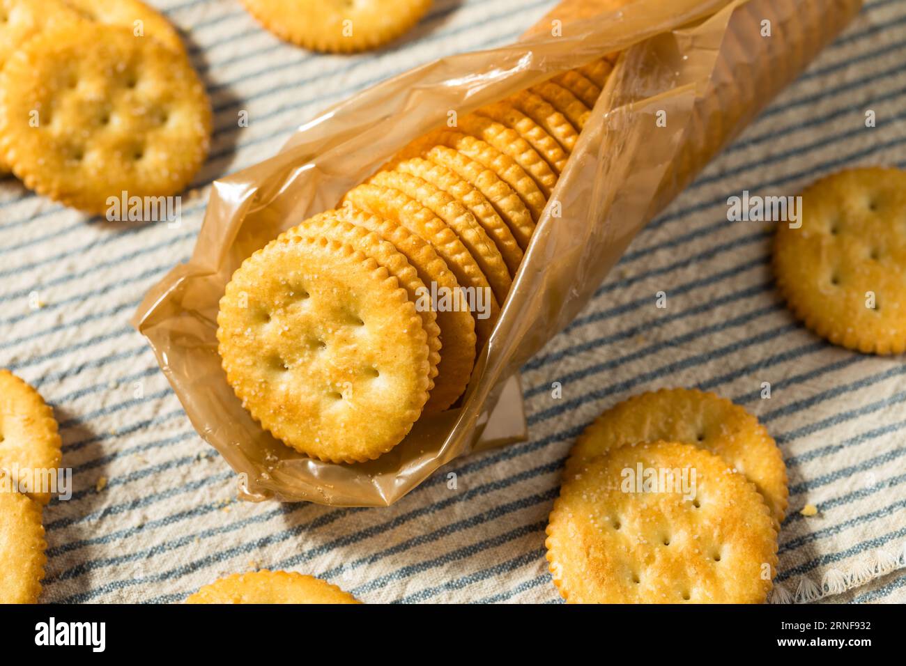 Round Brown Healthy Crackers with Sea Salt Stock Photo - Alamy