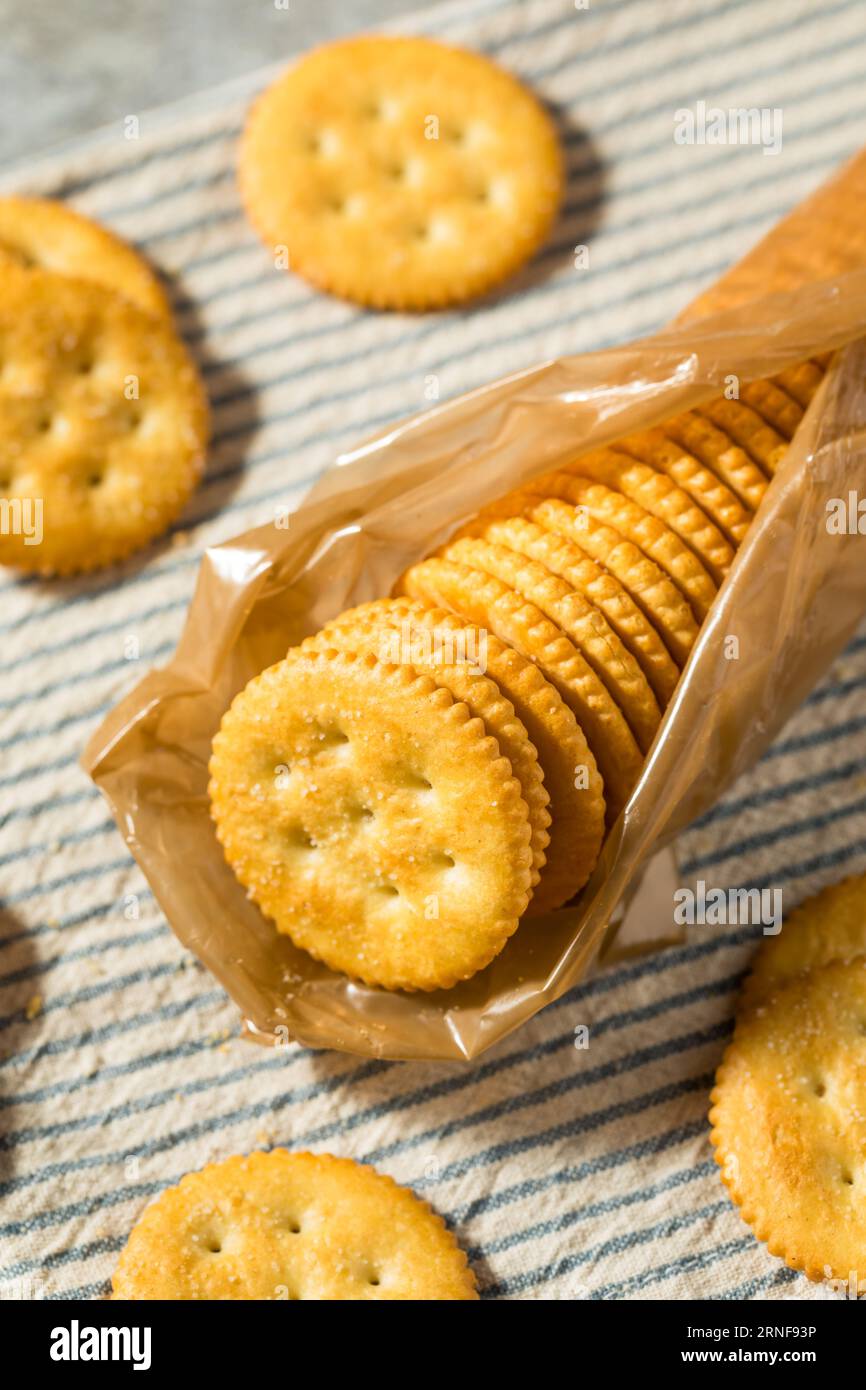 Round Brown Healthy Crackers with Sea Salt Stock Photo - Alamy