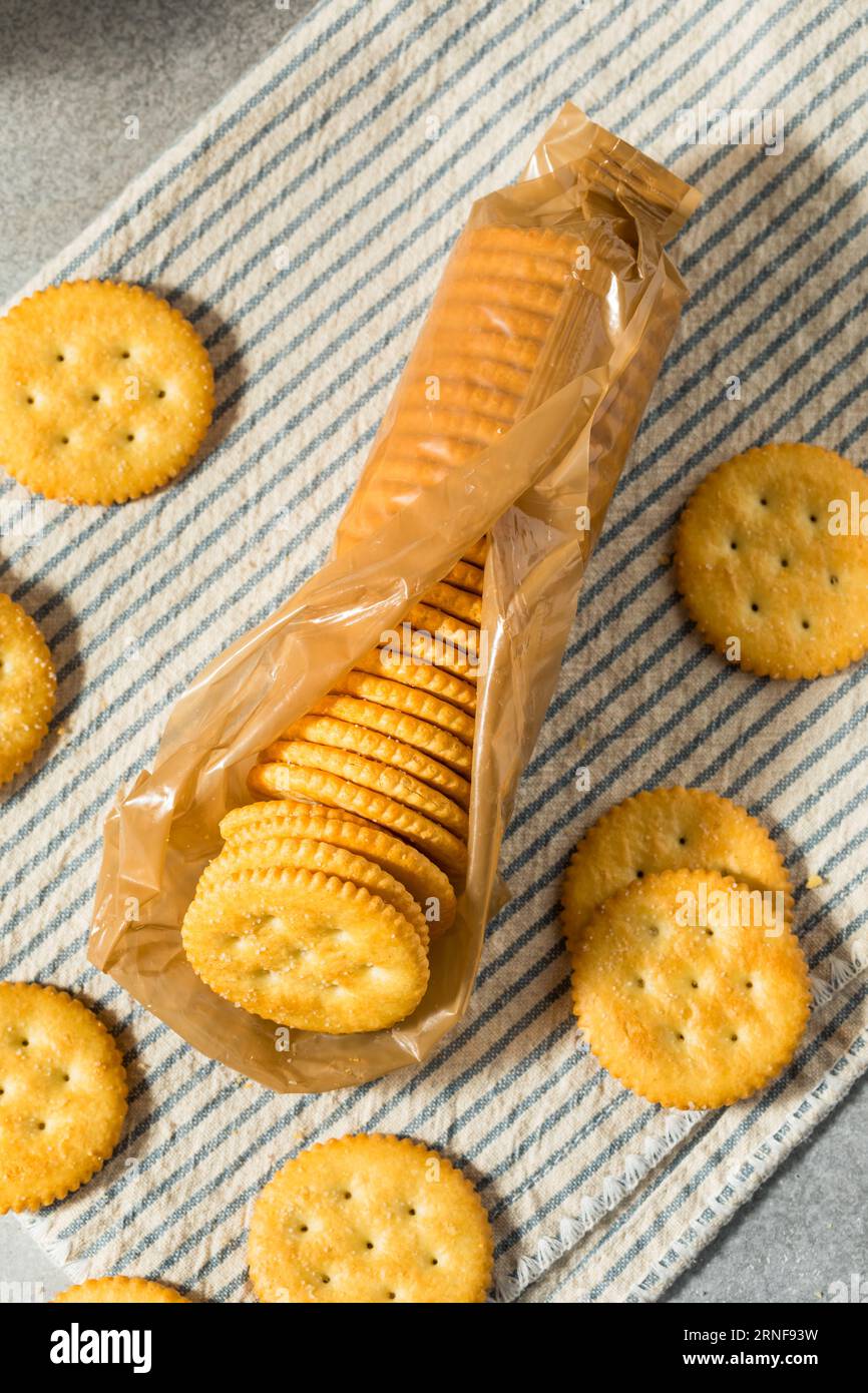 Round Brown Healthy Crackers with Sea Salt Stock Photo - Alamy