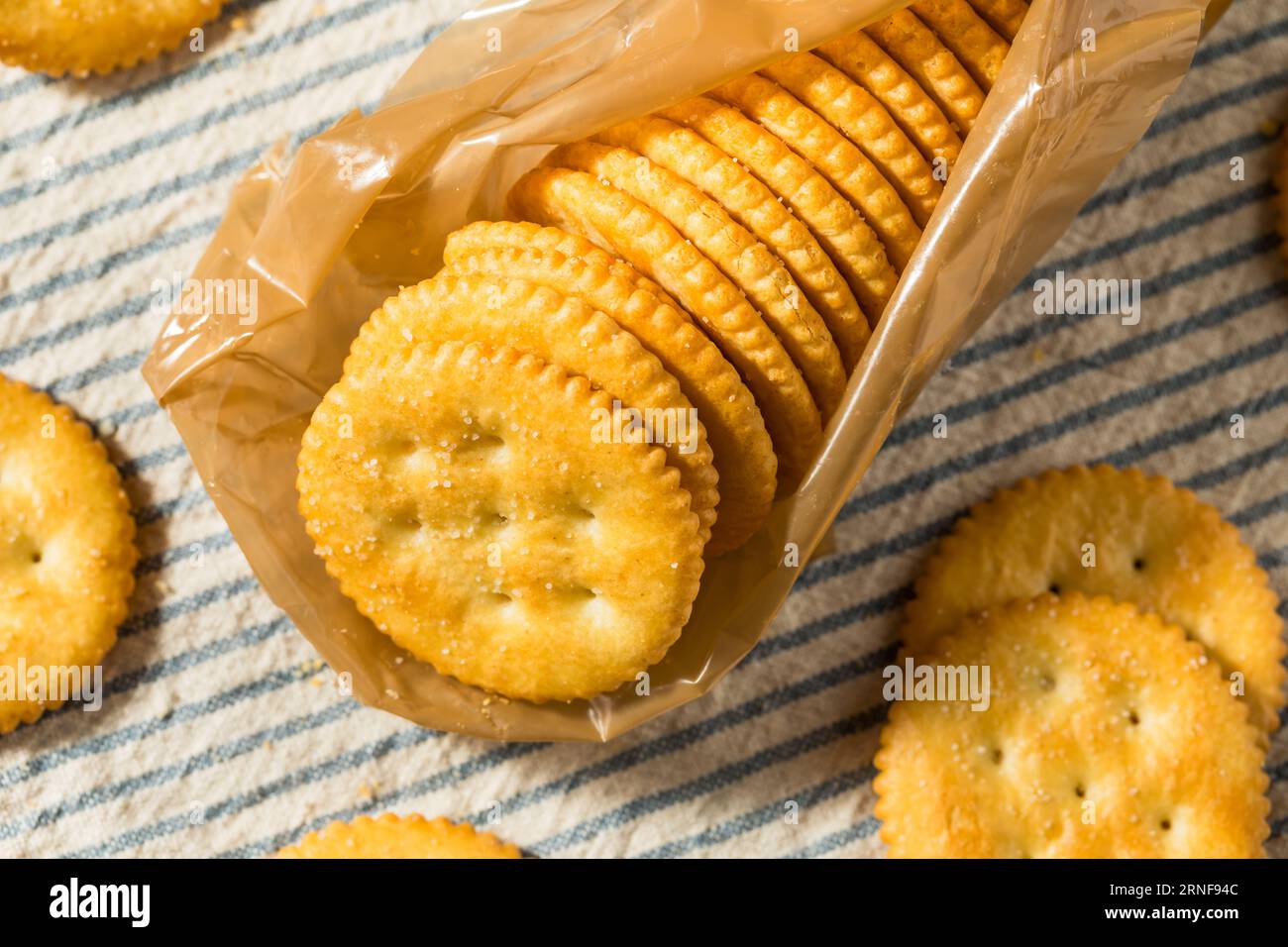 Round Brown Healthy Crackers with Sea Salt Stock Photo - Alamy