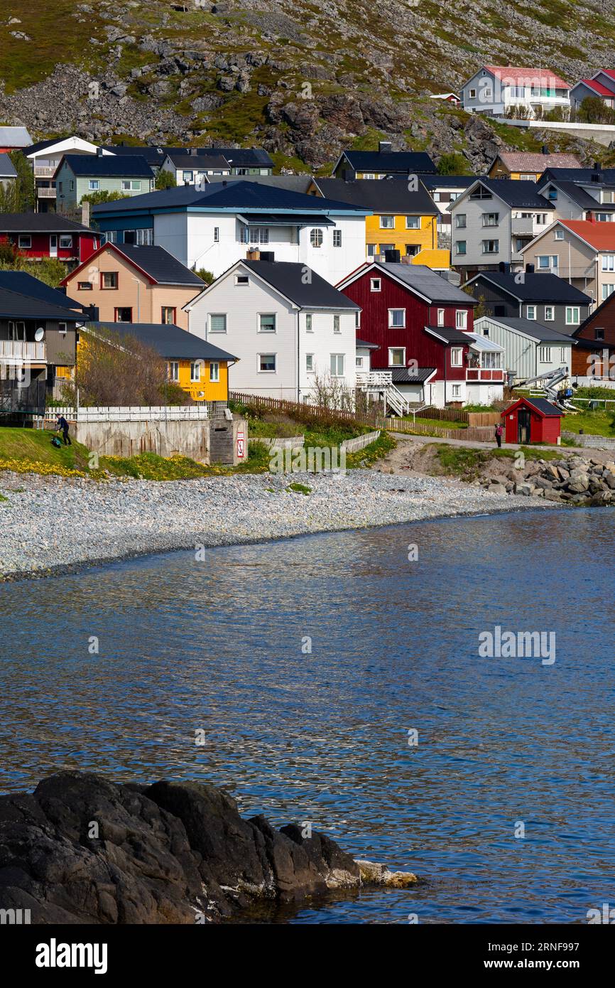 Beach in Honningsvag Port, Mageroya Island, Troms og Finnmark, Norway ...