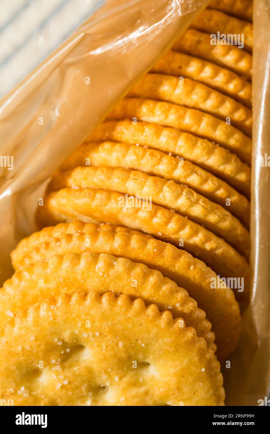 Round Brown Healthy Crackers with Sea Salt Stock Photo - Alamy
