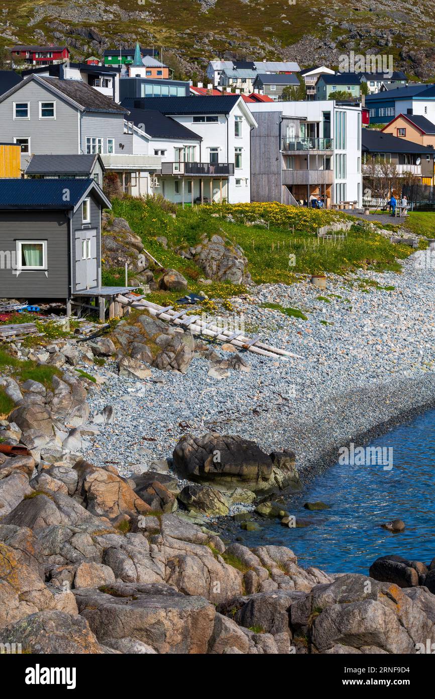 Beach in Honningsvag Port, Mageroya Island, Troms og Finnmark, Norway ...