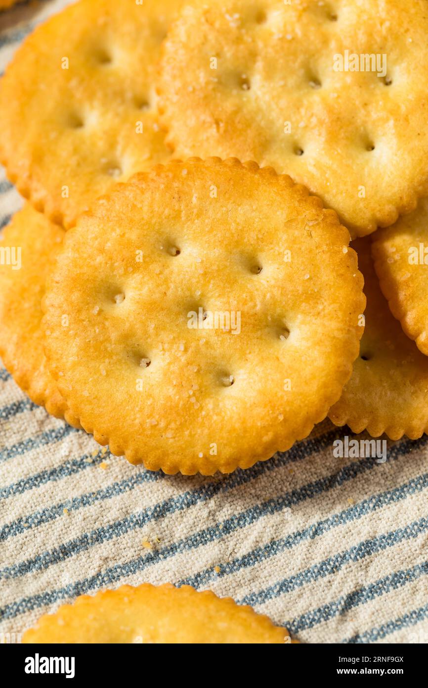Round Brown Healthy Crackers with Sea Salt Stock Photo - Alamy