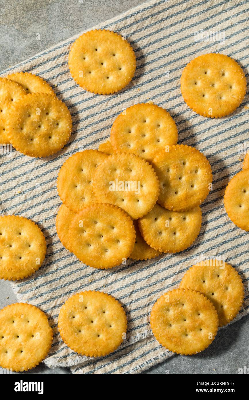 Round Brown Healthy Crackers with Sea Salt Stock Photo - Alamy