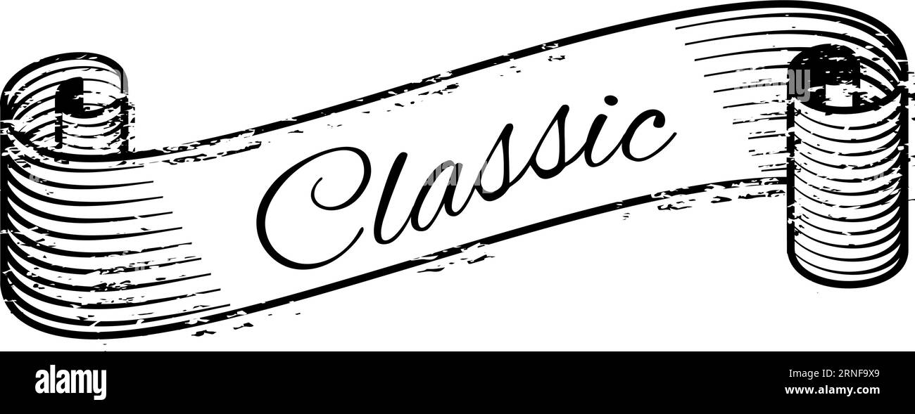 Classic banner scroll label. Vintage engraving element Stock Vector ...