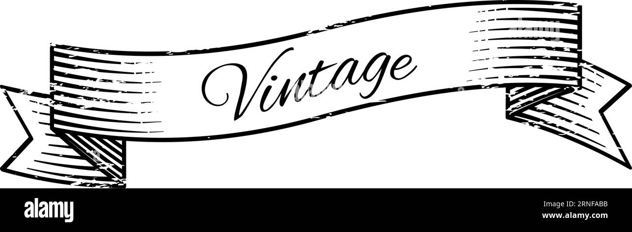 Vintage decorative ribbon banner. Retro engraving label Stock Vector ...