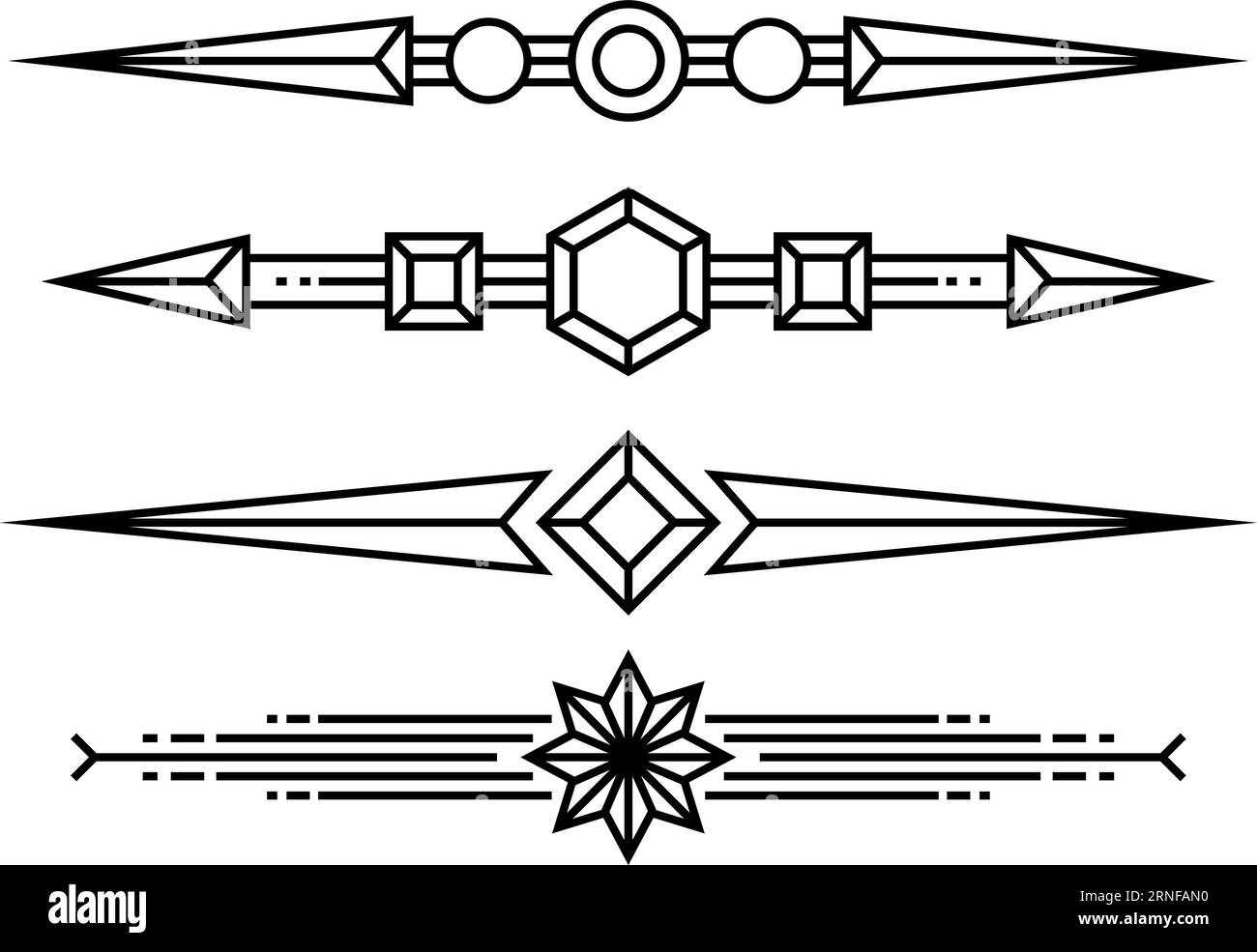 Vintage divider set. Decorative linear separator. Geometric elements ...
