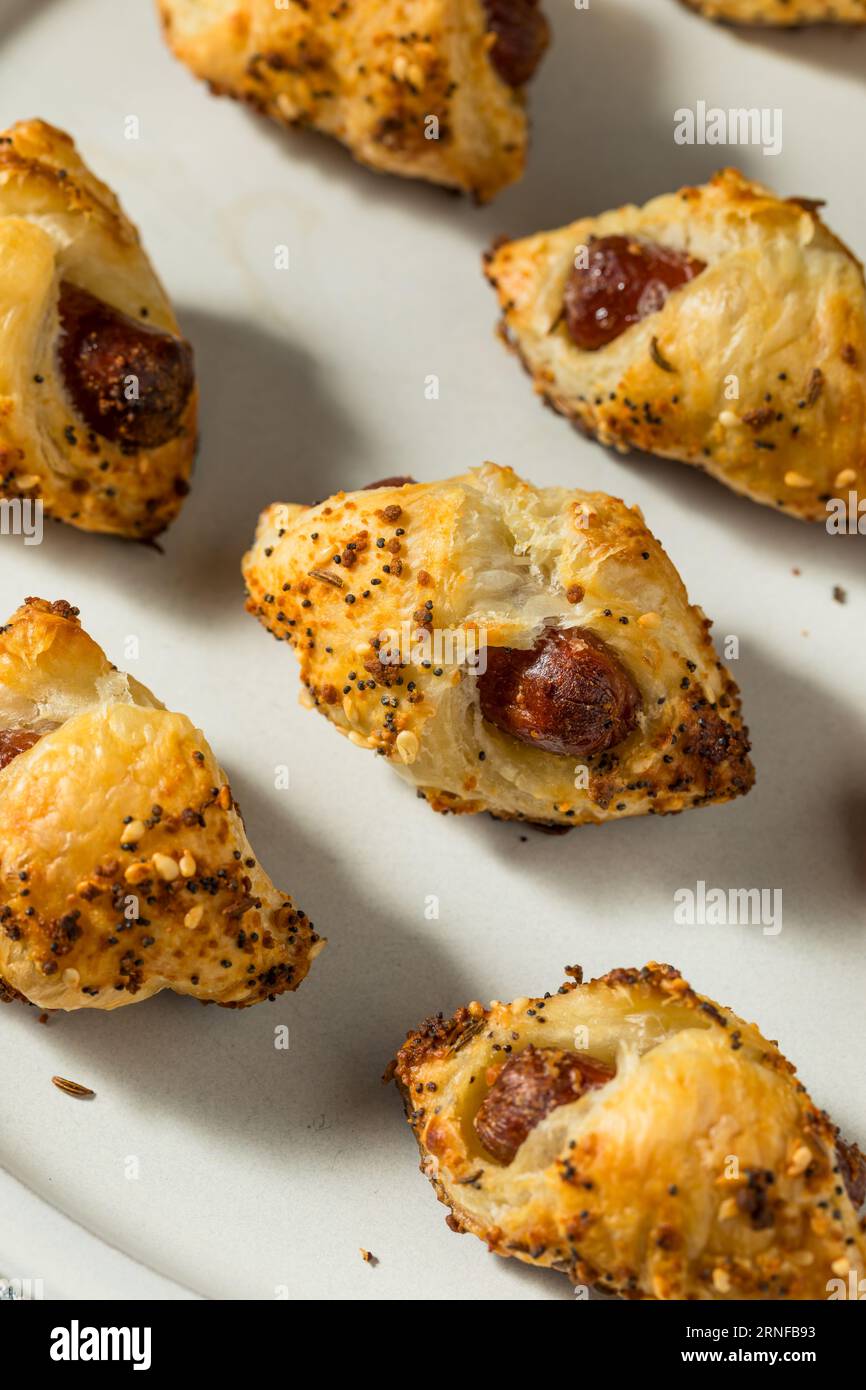 Homemade Pig in a Blanket Hot Dog with Puff Pastry Stock Photo - Alamy