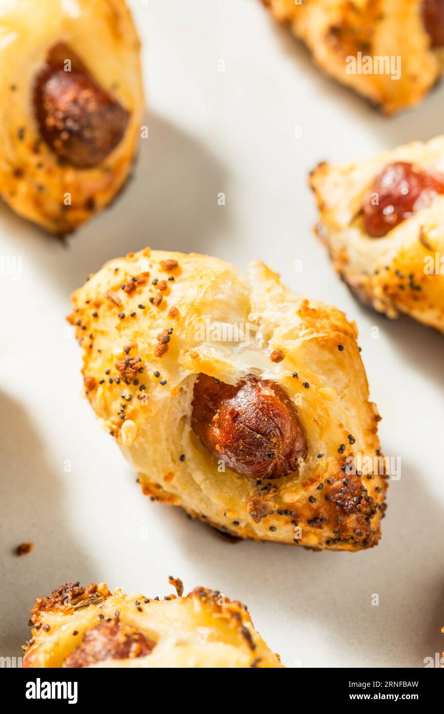 Homemade Pig in a Blanket Hot Dog with Puff Pastry Stock Photo - Alamy