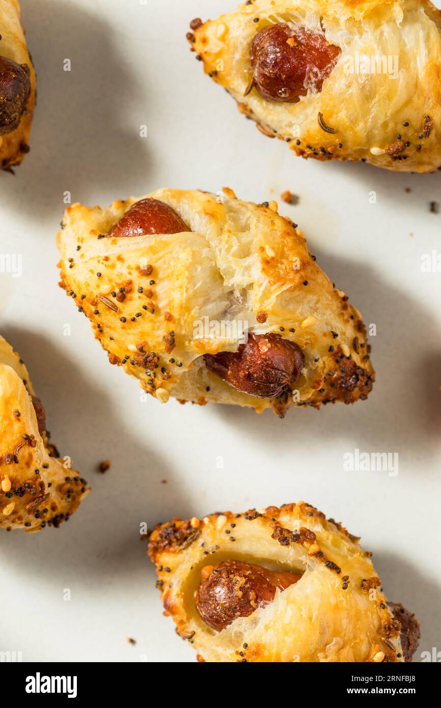 Homemade Pig in a Blanket Hot Dog with Puff Pastry Stock Photo - Alamy