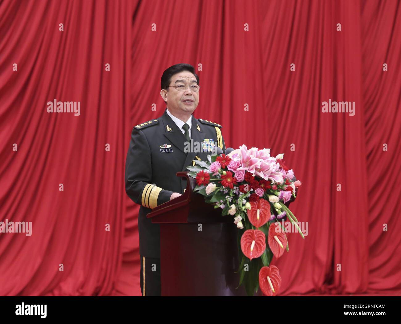 Chinese Defense Minister Chang Wanquan addresses a reception held by ...
