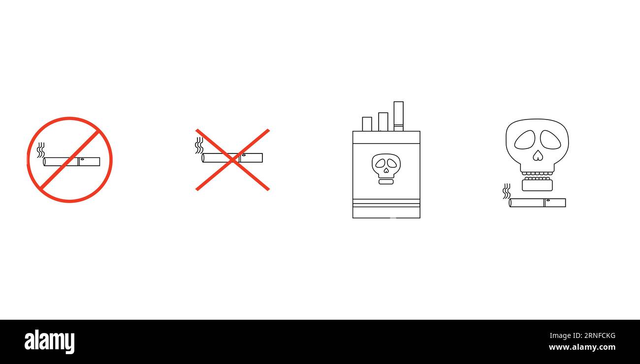 harm and prohibition of smoking icon set isolated Stock Vector Image ...