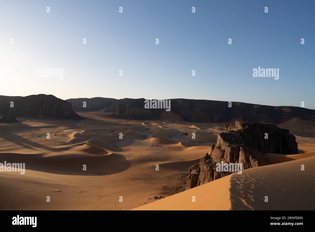 view in the Sahara desert of Tadrart rouge tassili najer in Djanet City ...
