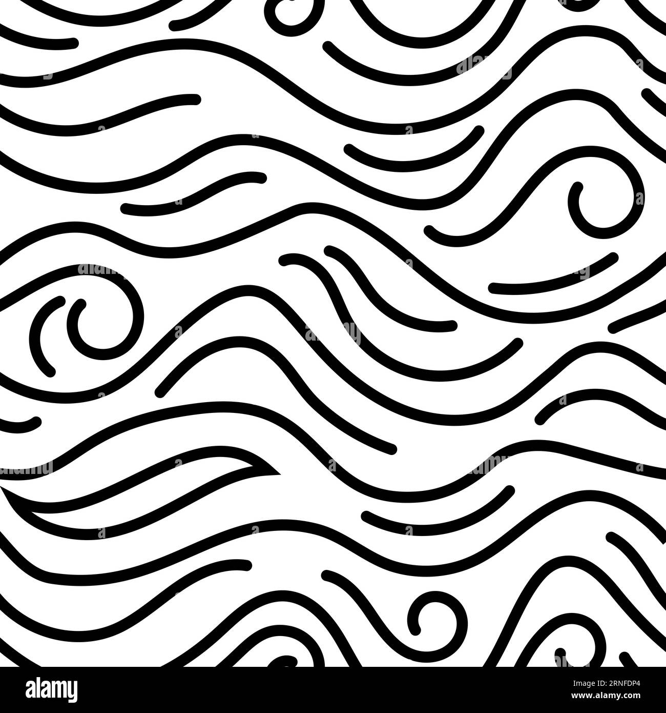 Smooth wavy black line pattern. Seamless texture Stock Vector Image ...