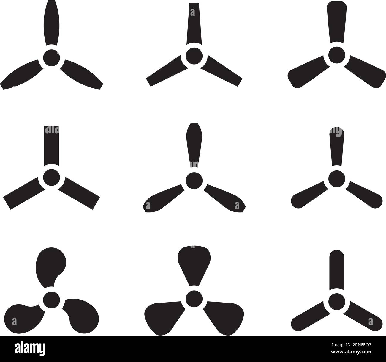 Propeller blades icon set. Black fan symbols Stock Vector Image & Art ...