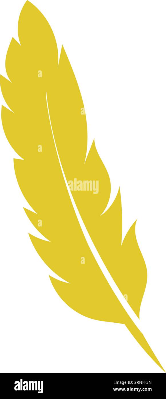 Yellow feather silhouette. Calligraphy logo. Quill icon Stock Vector ...