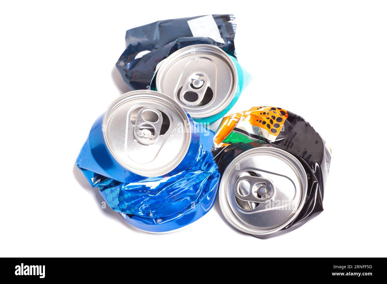 Empty crumpled cans from energy drink or beer Stock Photo - Alamy