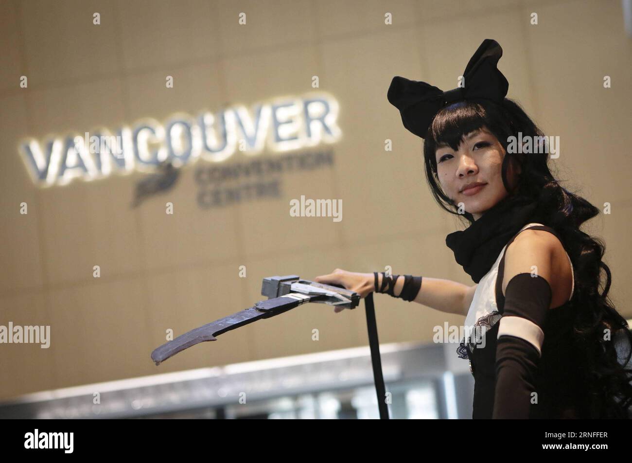 (160806) -- VANCOUVER, Aug. 5, 2016 -- A cosplayer poses during the ...