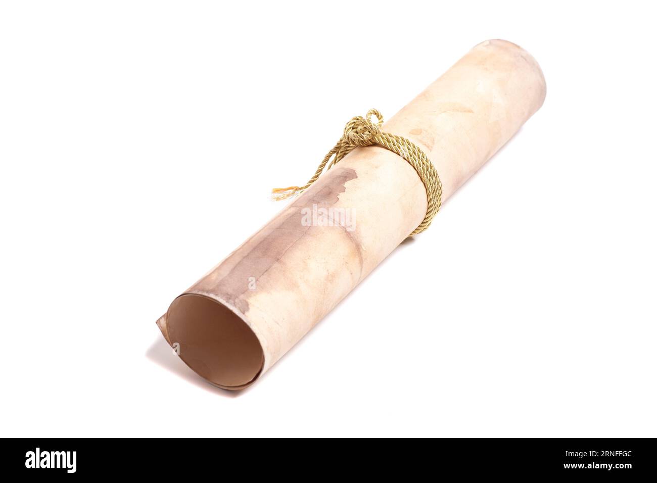 scroll of antique paper tied with a golden rope Stock Photo - Alamy