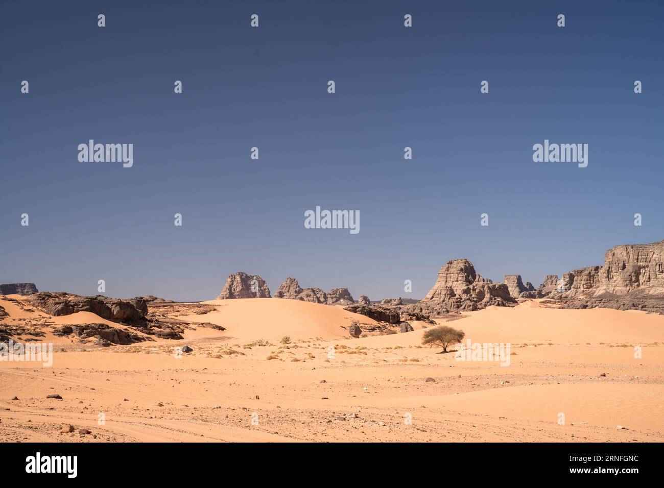 view in the Sahara desert of Tadrart rouge tassili najer in Djanet City ...