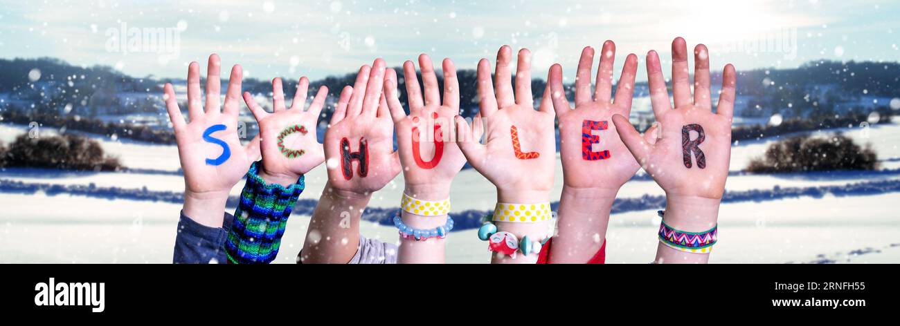 Children Hands Building Colorful German Word Schueler Means Pupil ...