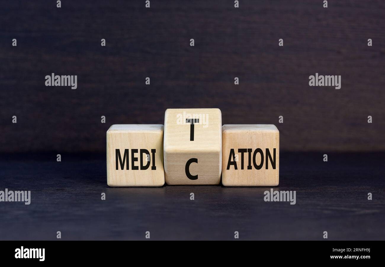 Meditation or medication symbol. Concept word Meditation medication on ...