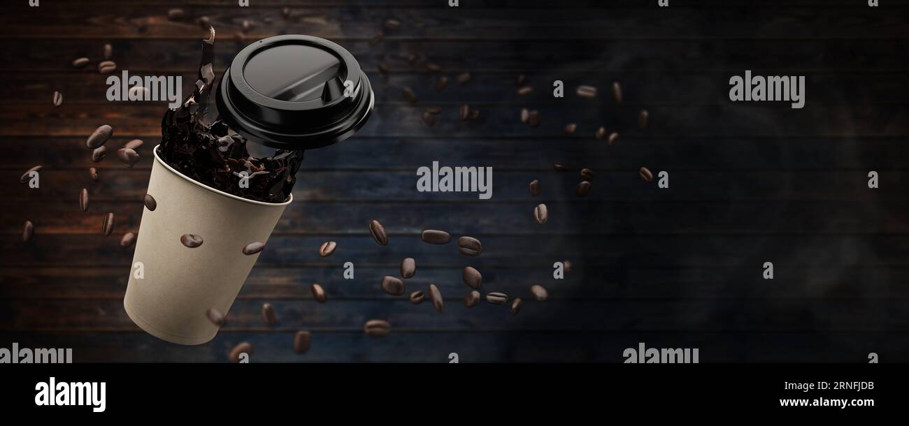 Open paper cup with coffee. Coffee paper cup. Hot coffee in a ...