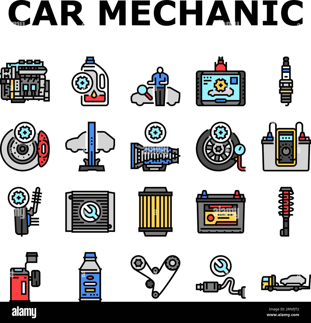 car mechanic repair service icons set vector Stock Vector Image & Art ...